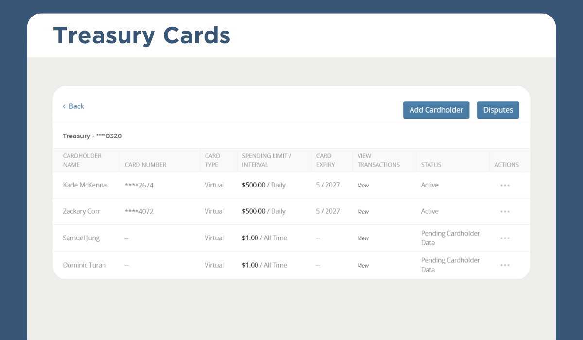 Treasury Accounts & Cards - LegFi