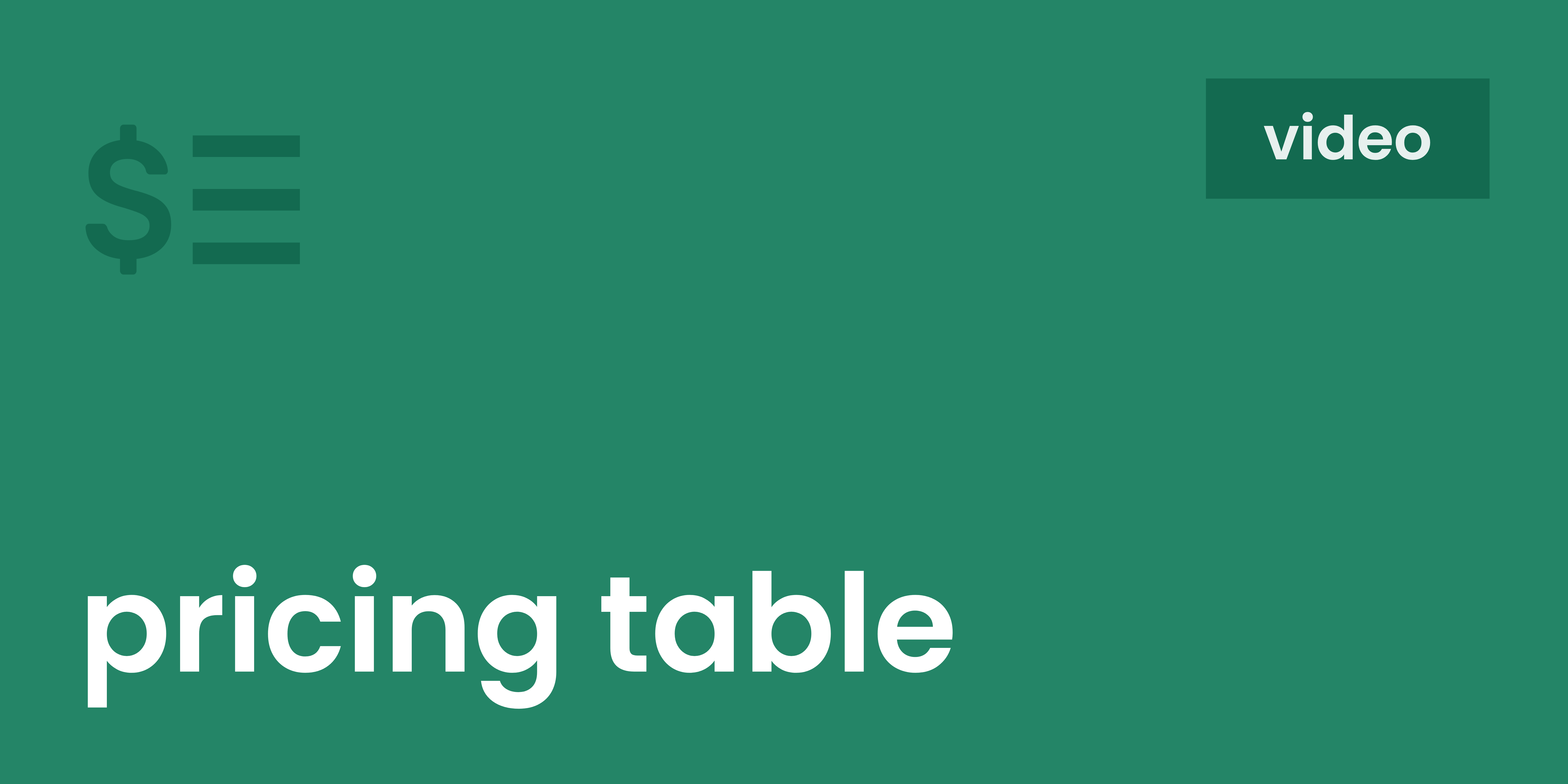 Using The Pricing Table