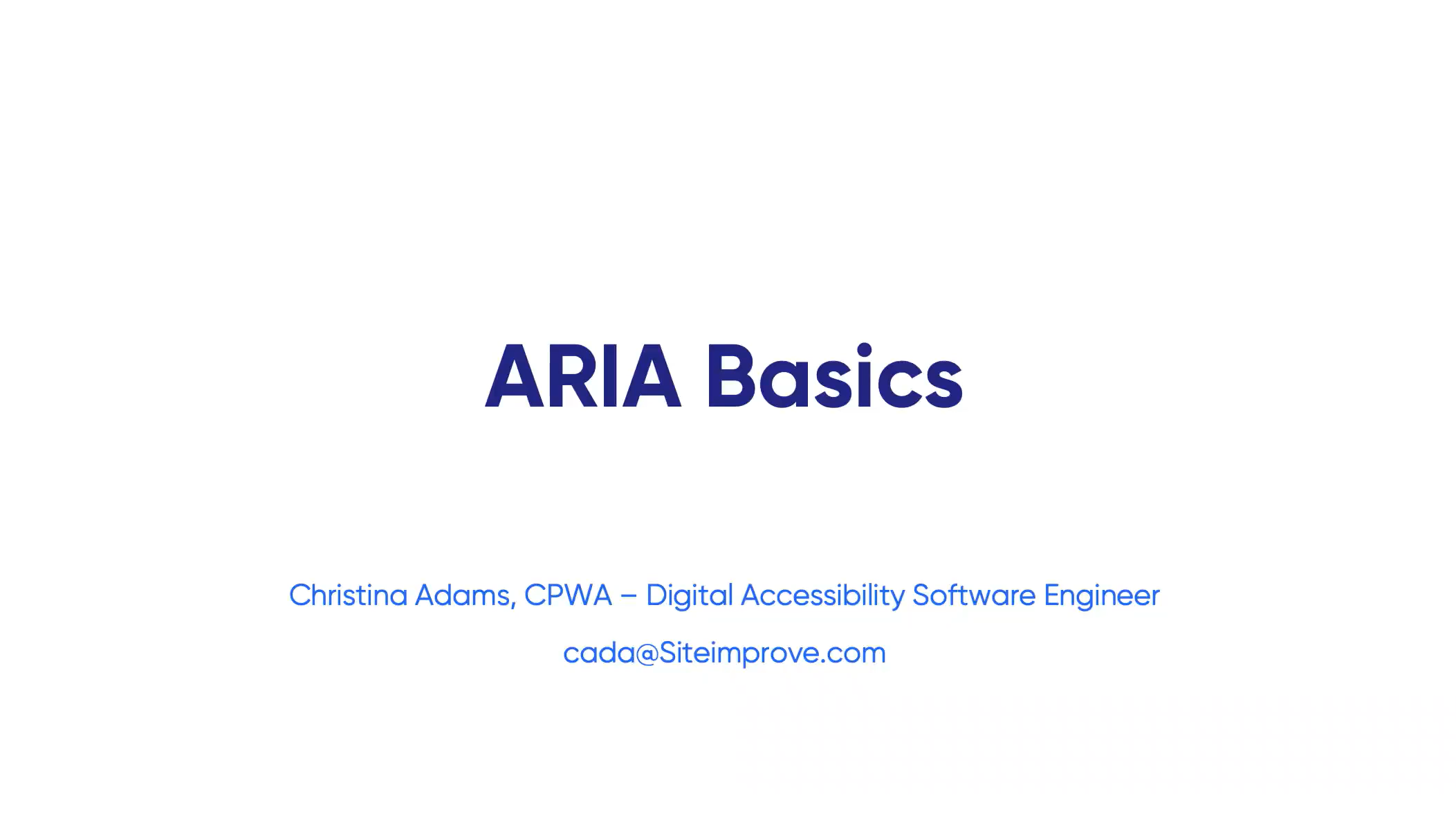 Webinar: December 2022 - ARIA Basics Webinar: December 2022 - ARIA Basics