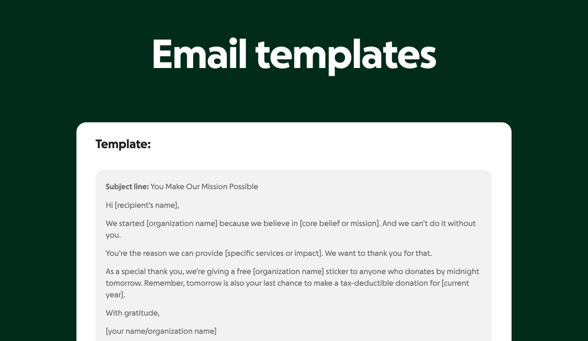 Giving season email templates