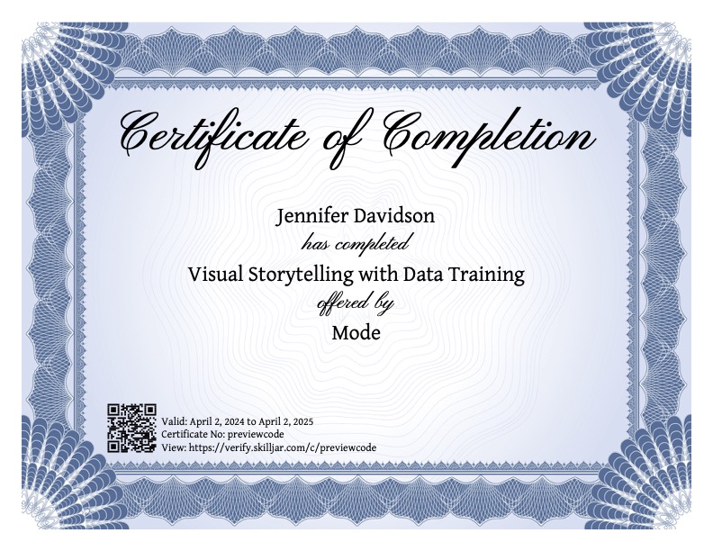 Visual Storytelling With Data Certificate Of Completion