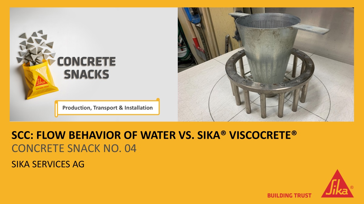 SCC Flow behavior of Water vs. Sika® ViscoCrete® plasticizer