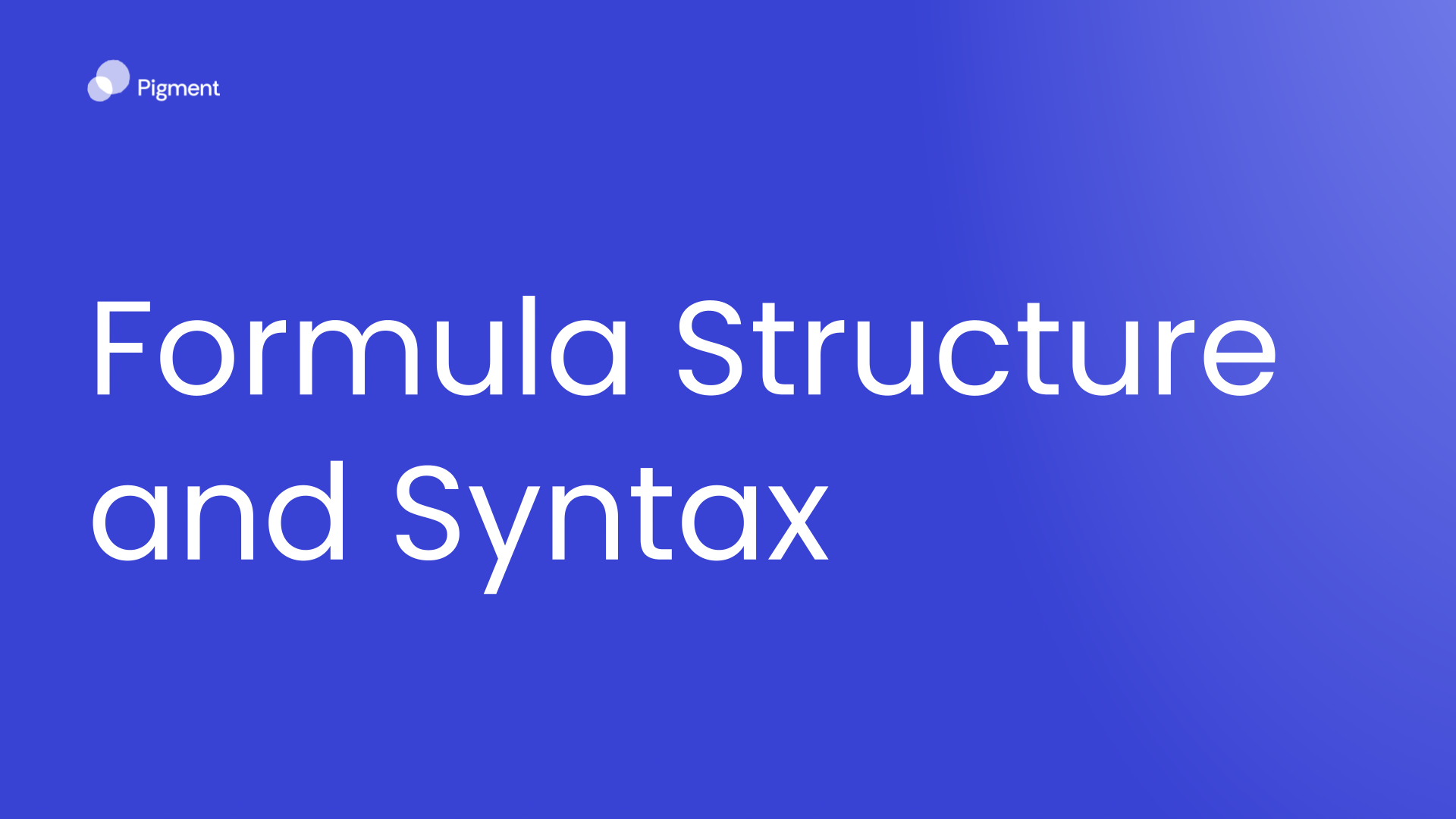 Formula Structure And Syntax