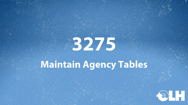 3275 - Maintain Agency Tables