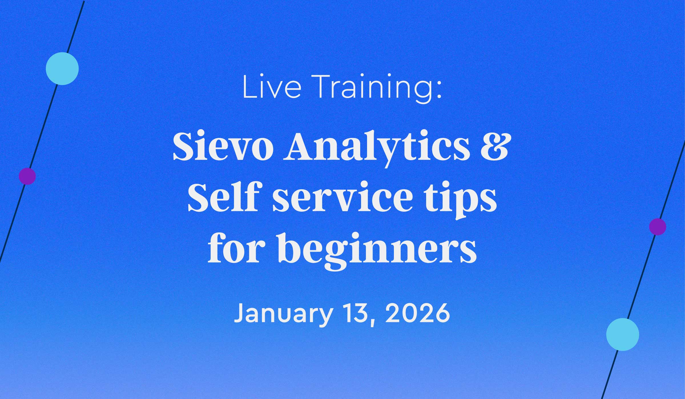 Live Training: Sievo Analytics & Self service tips for beginners