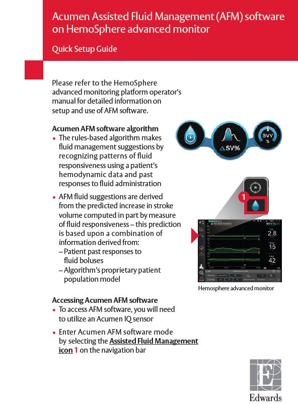 Acumen AFM software on HemoSphere monitor with release 7 - quick setup ...